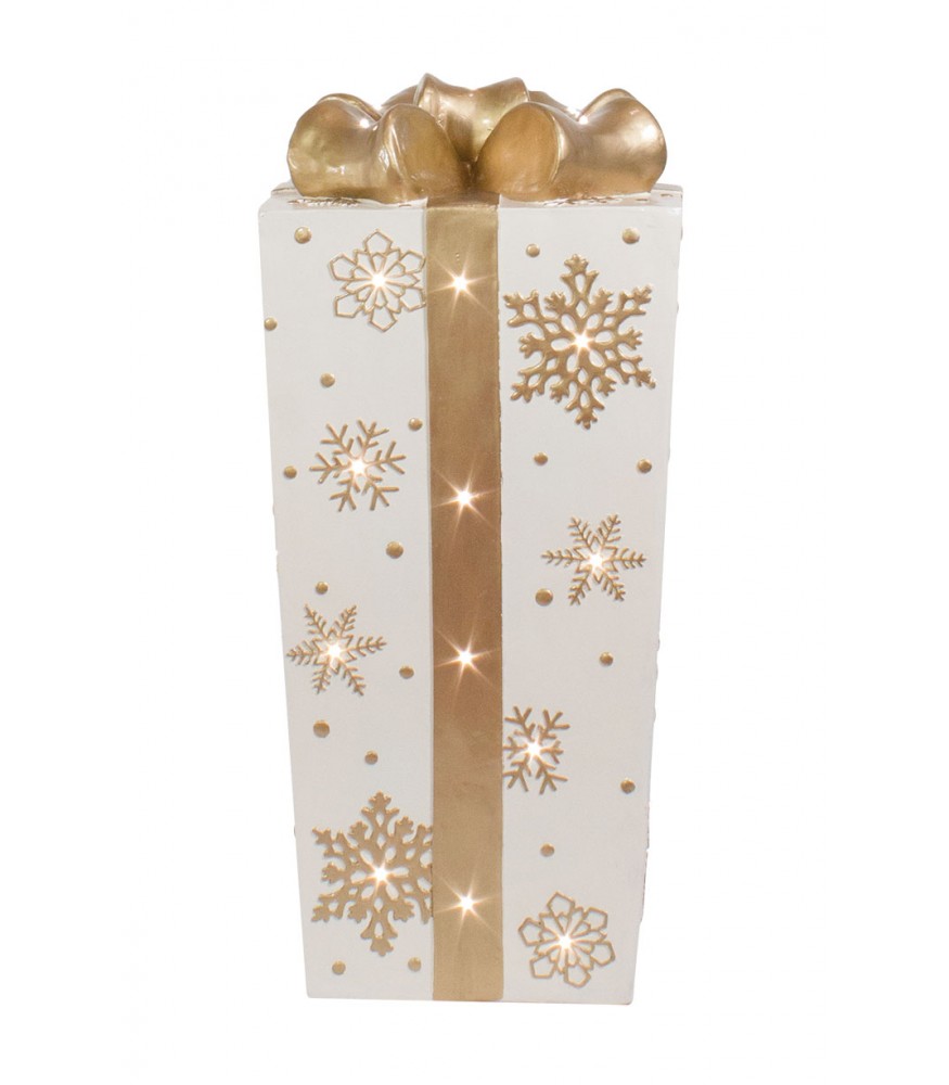 Lit Fiberglass Gift Box with Snowflakes | All American Christmas Co